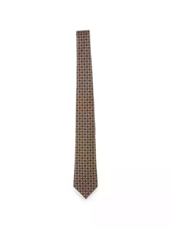 Kiton Micro Geometric Tie - Brown