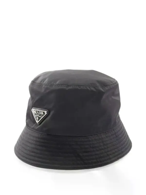 Prada 2010s Logo-plaque Bucket Hat - Black