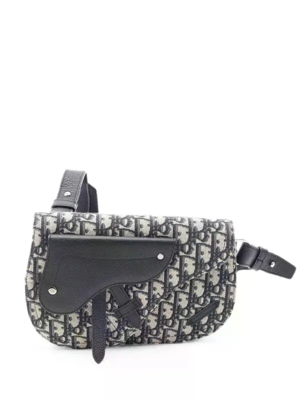 Dior 2010s Saddle Oblique Monogram Crossbody Bag - Blue