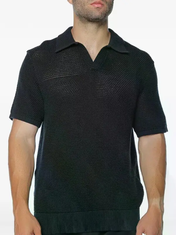 Michael Kors Johnny Textured Collar Polo Shirt - Black