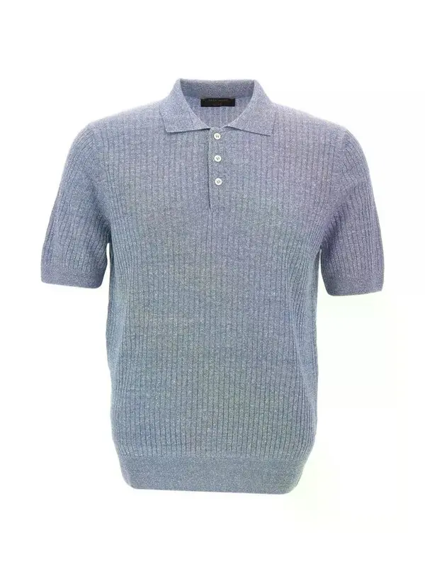 GRAN SASSO Ribbed-knit Polo Shirt - Blue