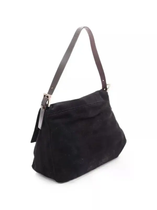 Fendi 2010s Mamma Baguette Suede Shoulder Bag - Black
