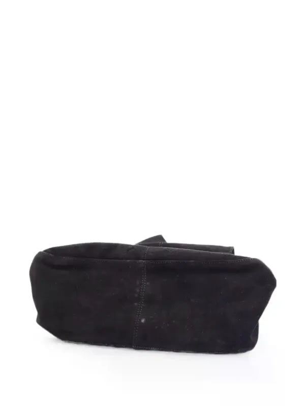 Fendi 2010s Mamma Baguette Suede Shoulder Bag - Black