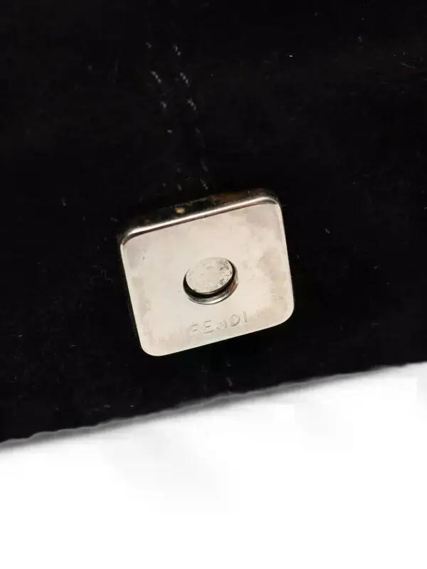 Fendi 2010s Mamma Baguette Suede Shoulder Bag - Black