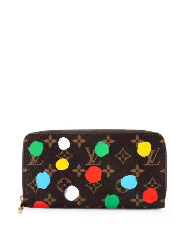 LOUIS VUITTON Zippy Wallet Yayoi Kusama Painted Dots Monogram Canvas Small Wallets - Brown