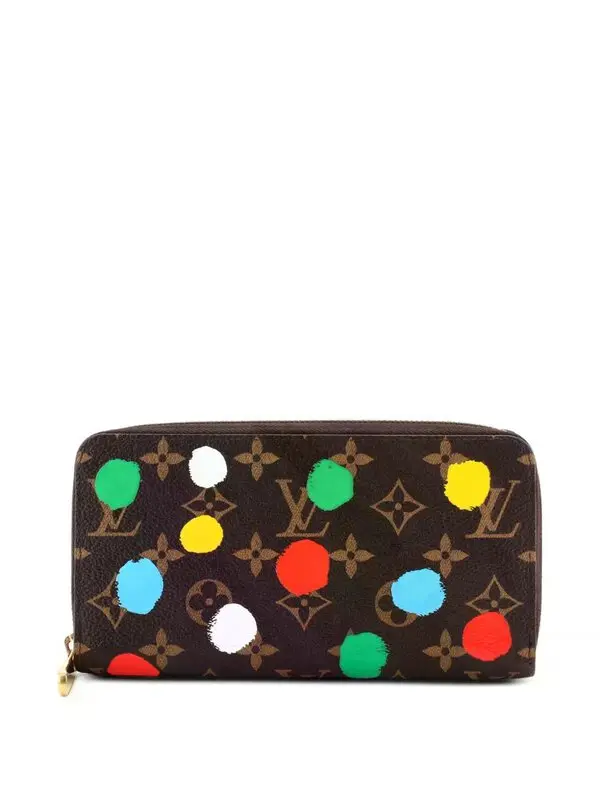 LOUIS VUITTON Zippy Wallet Yayoi Kusama Painted Dots Monogram Canvas Small Wallets - Brown
