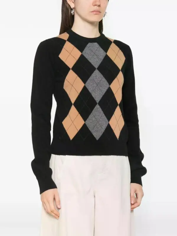 JUCCA Argyle-pattern Wool Sweater - Black