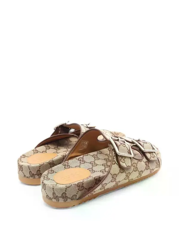 Gucci 2010s Gg Canvas Buckle Slide Sandals