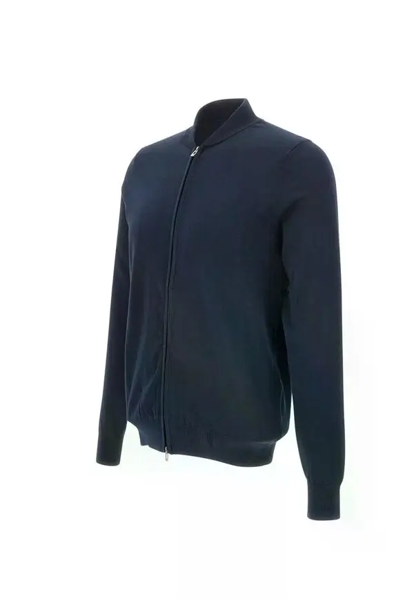 DIKTAT Zip-up Ribbed-trim Sweater - Blue
