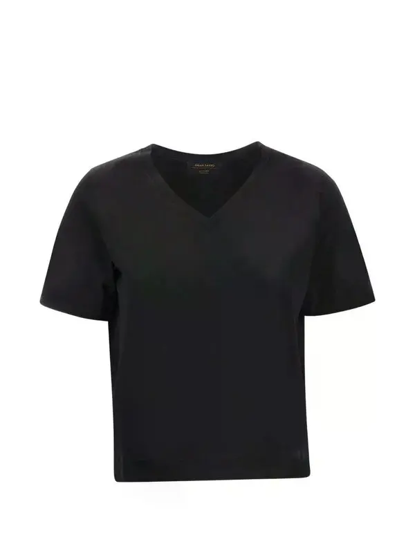 GRAN SASSO V-neck Rolled-cuff T-shirt - Black