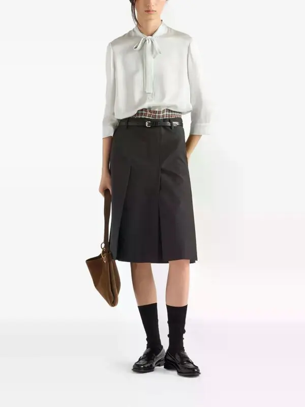 Prada Grisaille Pleated Midi Skirt
