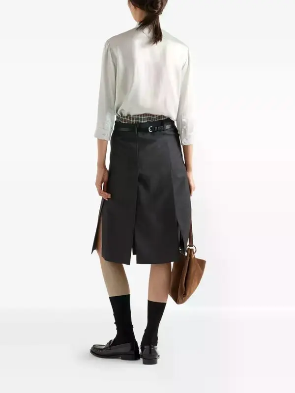 Prada Grisaille Pleated Midi Skirt