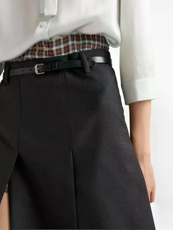 Prada Grisaille Pleated Midi Skirt