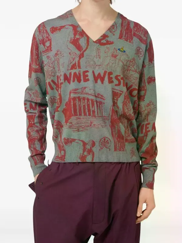 VIVIENNE WESTWOOD Orb Embroidery V-neck Sweater