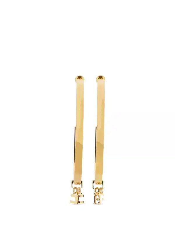Elisabetta Franchi Logo-charm Half-hoop Earrings - Gold