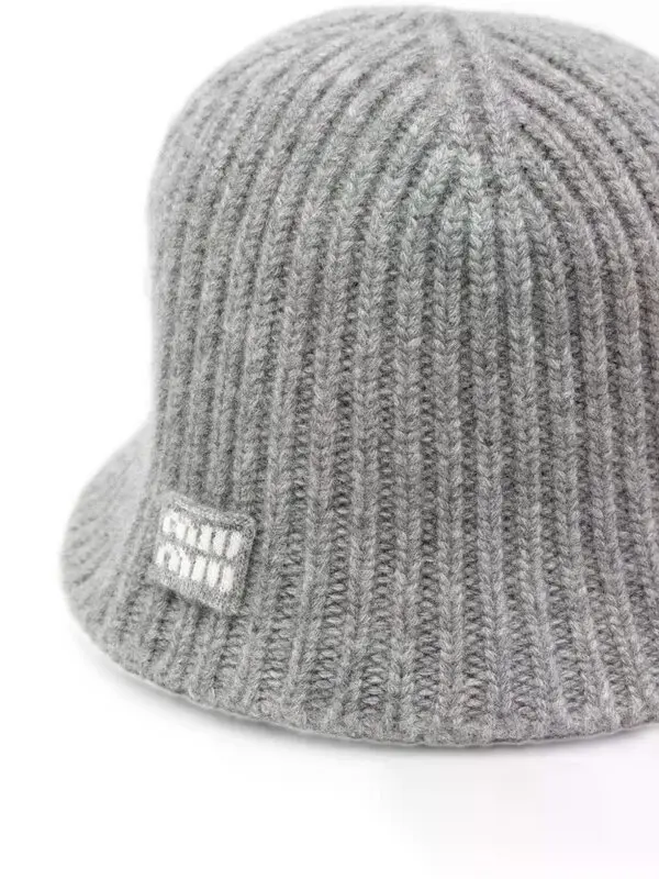 Miu Miu Ribbed-knit Logo-patch Beanie Hat