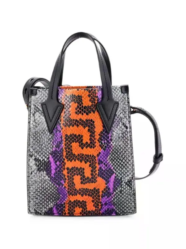 Versace Convertible Python Embossed Leather Mini Tote Bag