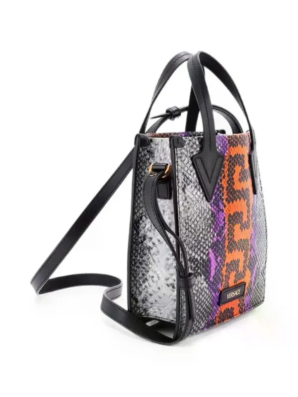 Versace Convertible Python Embossed Leather Mini Tote Bag