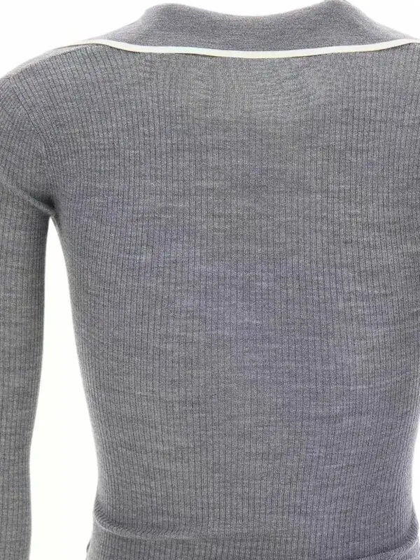 Elisabetta Franchi Ribbed-knit Logo-embroidered Polo Shirt
