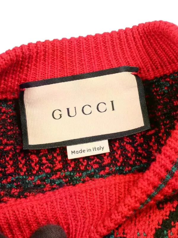 Gucci 2010s Houndstooth Cropped Sweater - Red