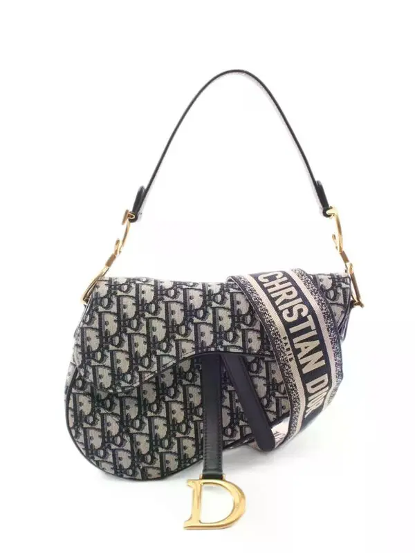 Dior 2010s Oblique Saddle Shoulder Bag - Blue