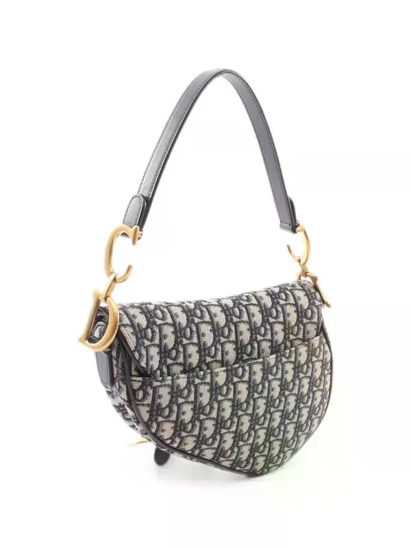Dior 2010s Oblique Saddle Shoulder Bag - Blue