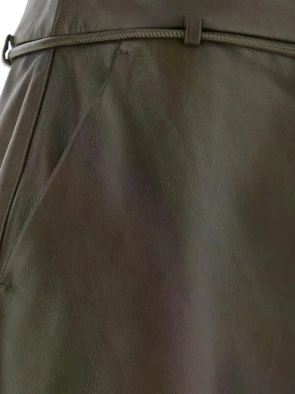 Max Mara Belted Leather Skirt