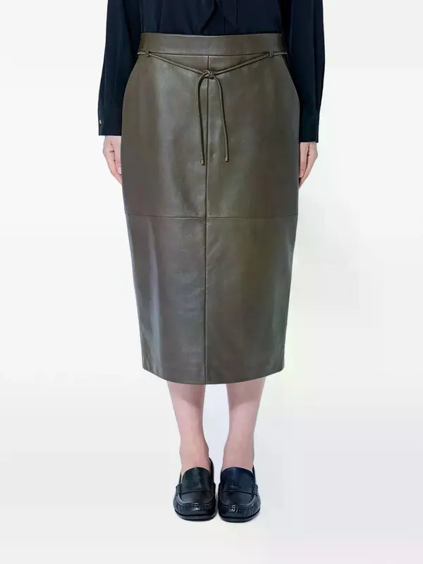 Max Mara Belted Leather Skirt