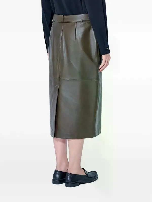 Max Mara Belted Leather Skirt