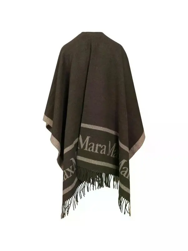 Max Mara Logo-jacquard Fringed-hem Poncho - Brown