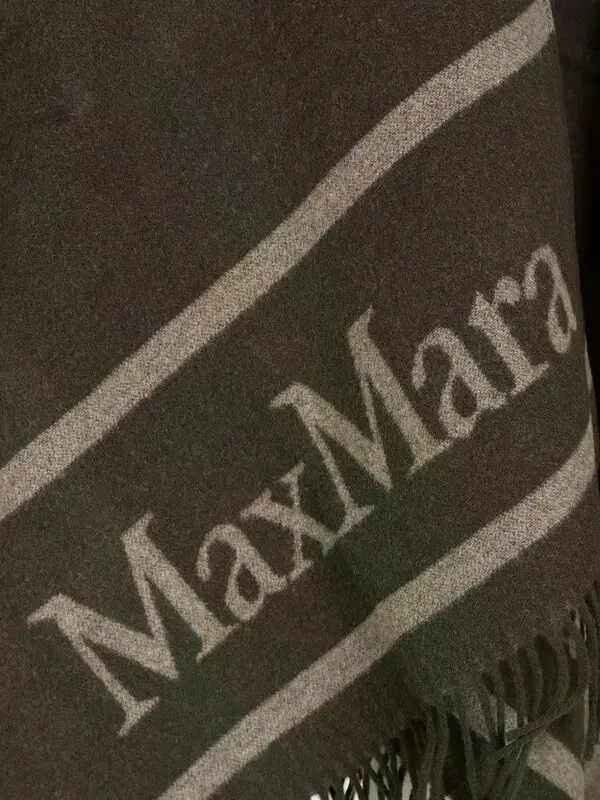 Max Mara Logo-jacquard Fringed-hem Poncho