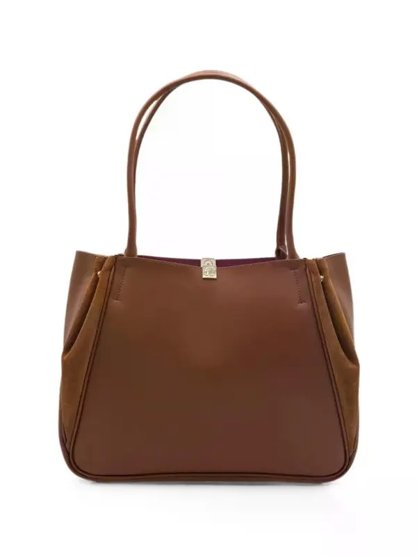 COCCINELLE Suede-panel Leather Tote Bag - Brown