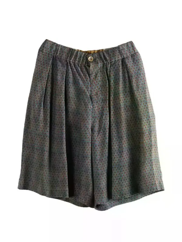 UMA WANG Geometric-pattern Pleated Trousers - Blue