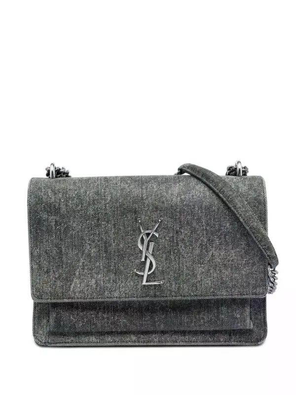 Saint Laurent 2017 Medium Denim Monogram Sunset Crossbody Bag