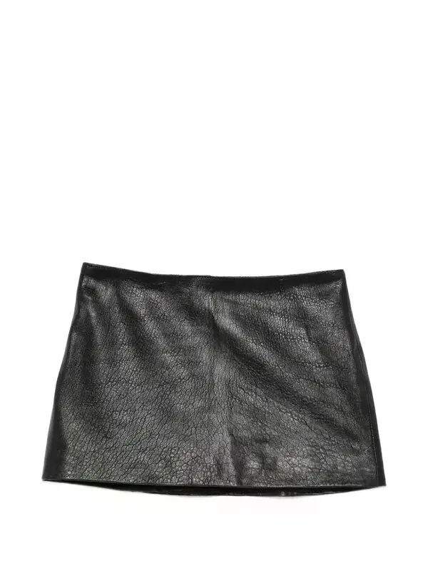 MANOKHI Crinkled-finish Leather Mini Skirt - Black