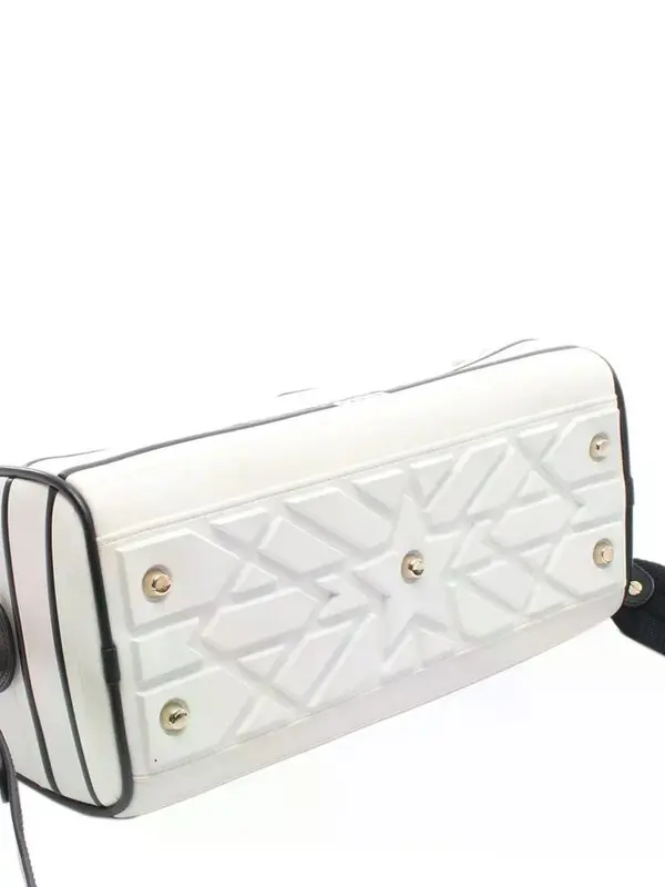 Dior 2022 Medium Leather Vibe Bowling Bag Satchel - White