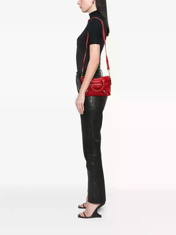 Balenciaga Mini Lambskin Motocross Satchel - Red
