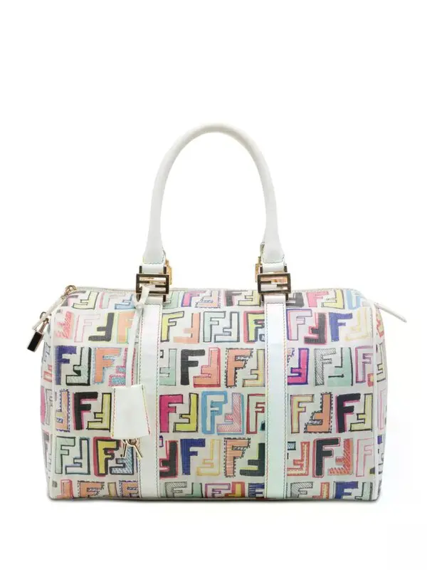 Fendi 2000-2010 Multicolor Zucca Spalmati Forever Boston Bag - Multicolour