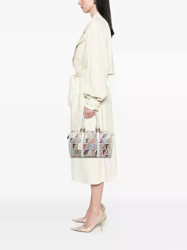 Fendi 2000-2010 Multicolor Zucca Spalmati Forever Boston Bag