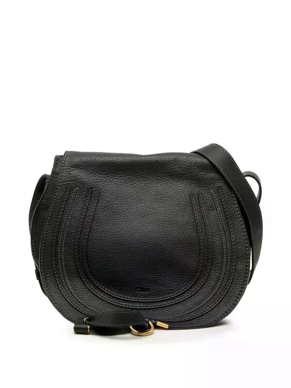 Chloé 2015 Medium Grained Calfskin Marcie Saddle Crossbody Bag - Black