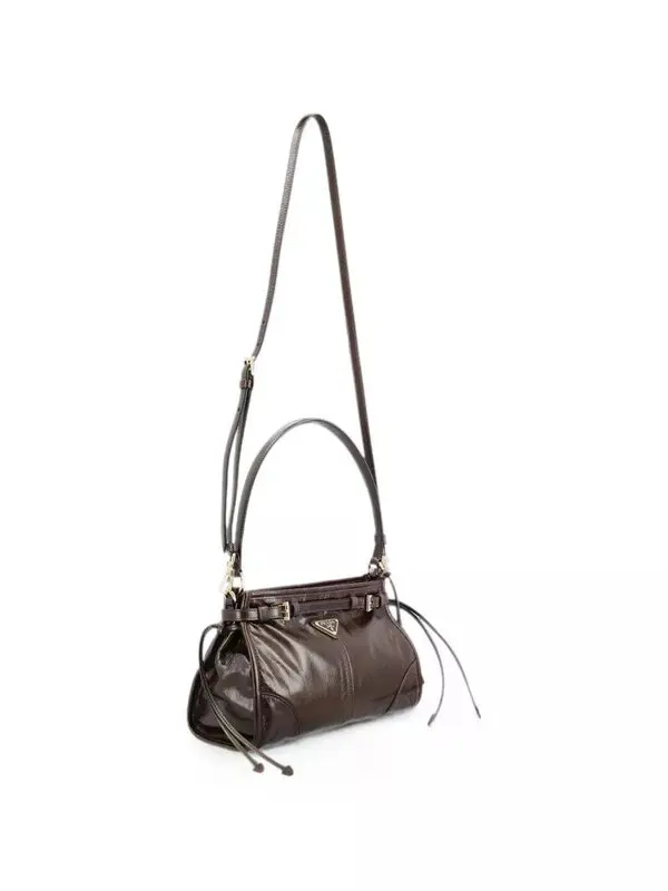 Prada Logo-plaque Buckled Shoulder Bag - Brown