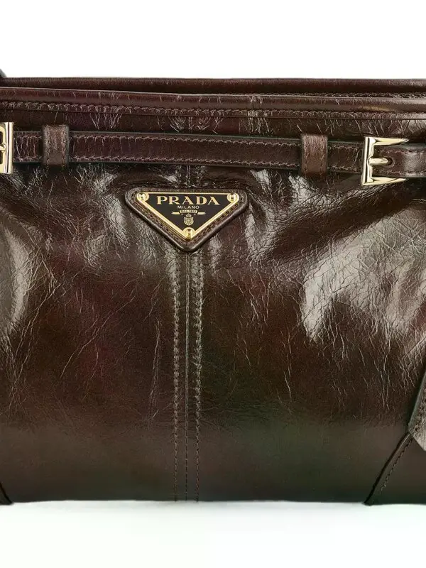 Prada Logo-plaque Buckled Shoulder Bag - Brown