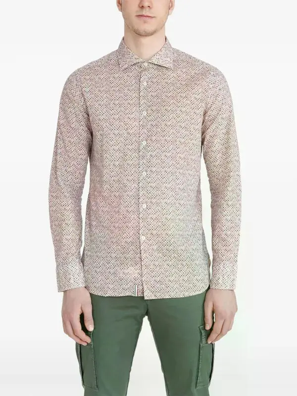 TINTORIA MATTEI 954 Geometric-print Shirt - Neutrals