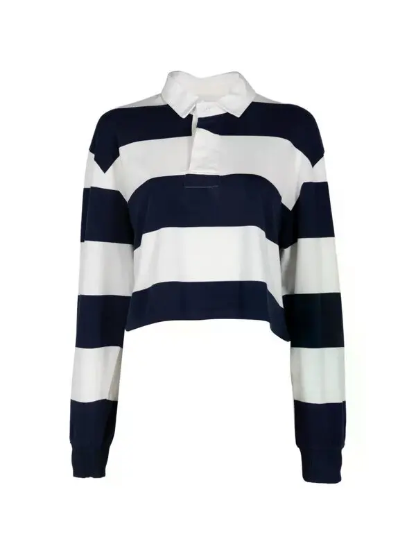 Denimist Long-sleeve Striped Polo Top - Blue