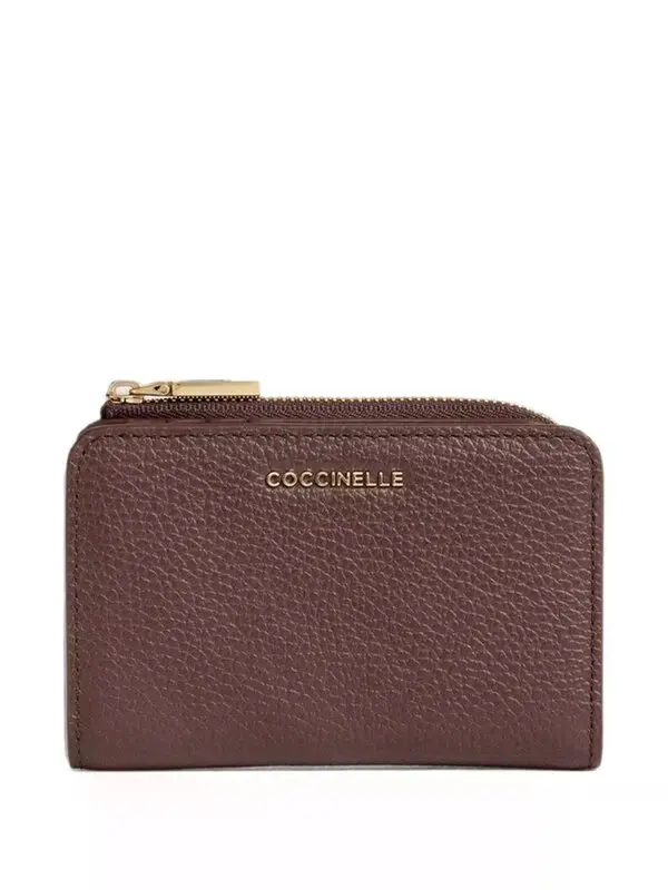 COCCINELLE Small Metallic Grained Leather Wallet - Red