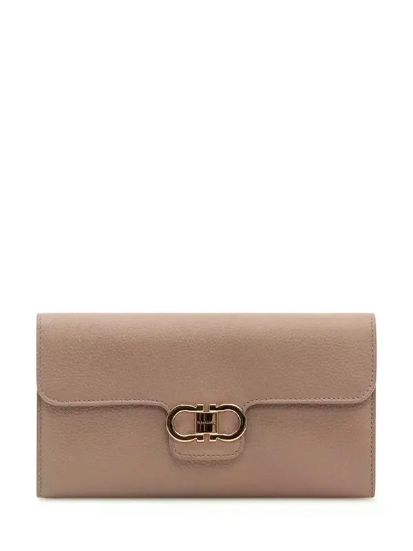 FERRAGAMO Gancini Pebbled-leather Wallet - Neutrals