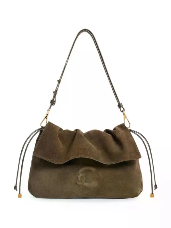 COCCINELLE Lidia Suede Foldover Shoulder Bag - Brown