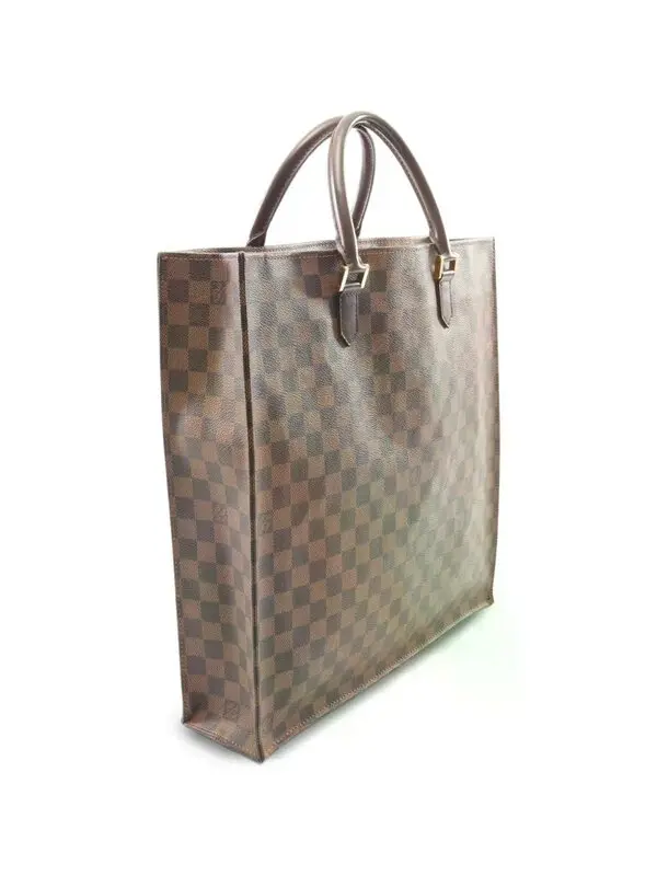 LOUIS VUITTON 2005 Large Damier Ebene Sac Plat Tote Bag - Brown