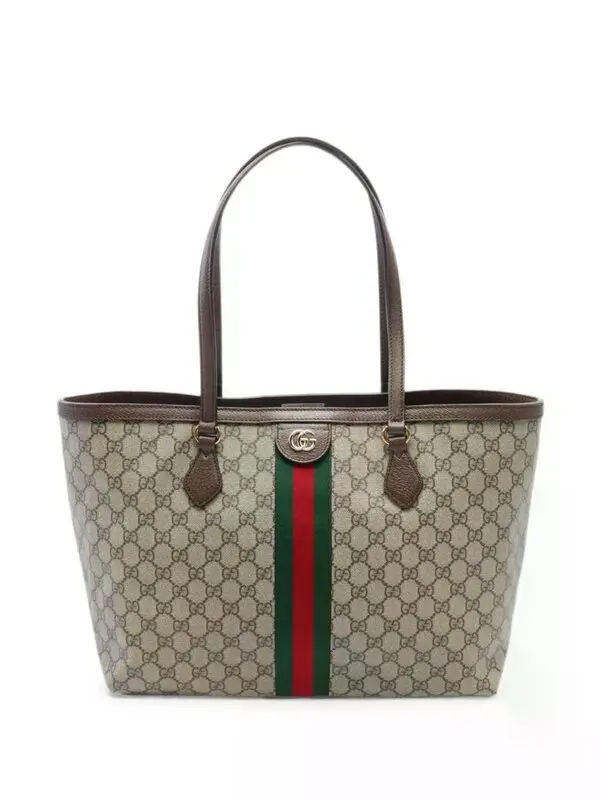 Gucci 2020s Medium Gg Canvas Web-stripe Tote Bag - Neutrals