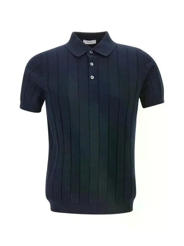 DIKTAT Ribbed-knit Polo Shirt - Blue